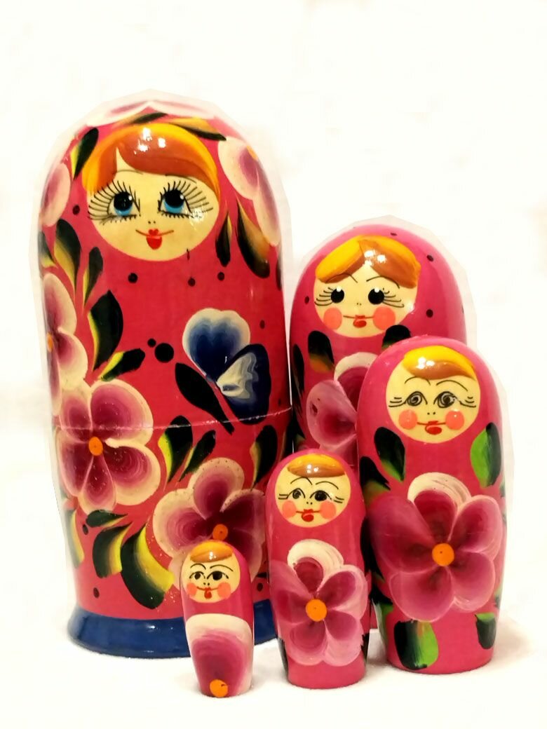 Матрешка 5 мест, "розовые цветы"