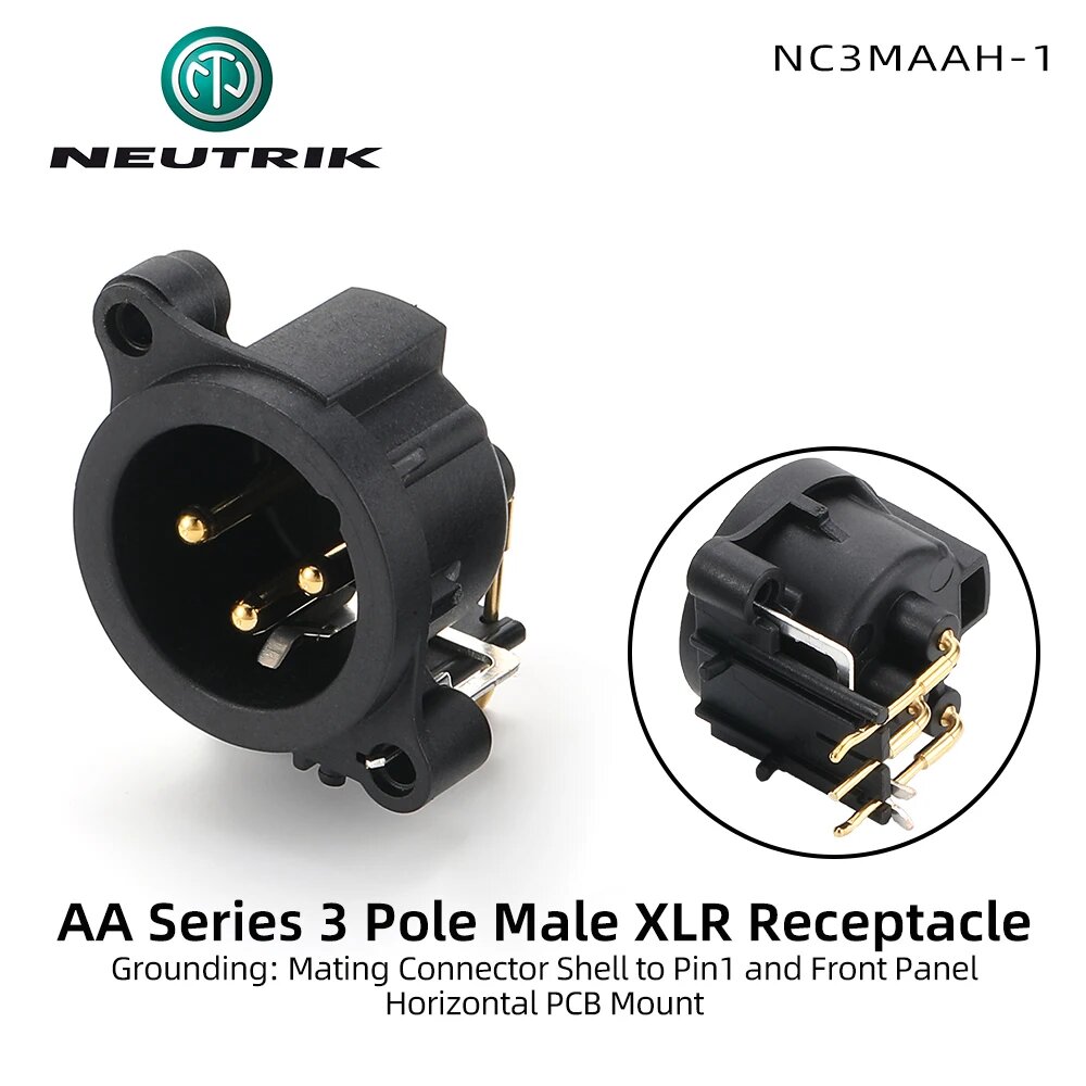 XLR разъем Neutrik AA Series 3-Pole Male, черный NC3MAAH-1