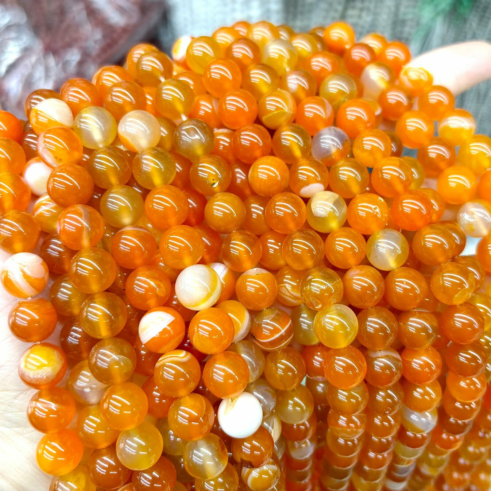 Бусины Super search Orange agate 12mm 30pcs beads