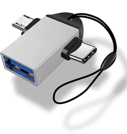 OTG-адаптер 2-в-1 USB 3.0 Silver, Micro USB-C Type-C