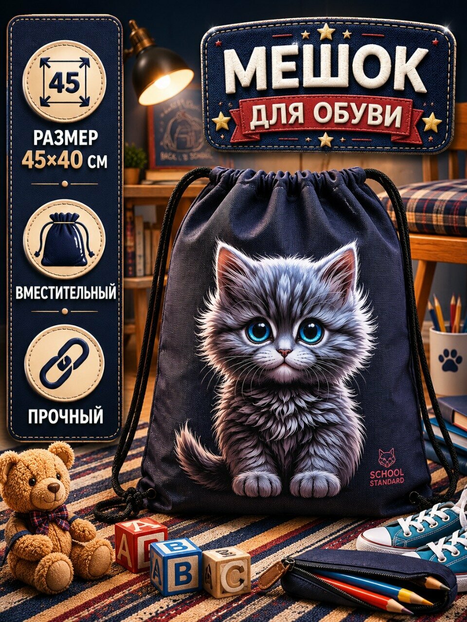 Мешок для обуви для девочки в школу School Standard(Скул Стандарт)