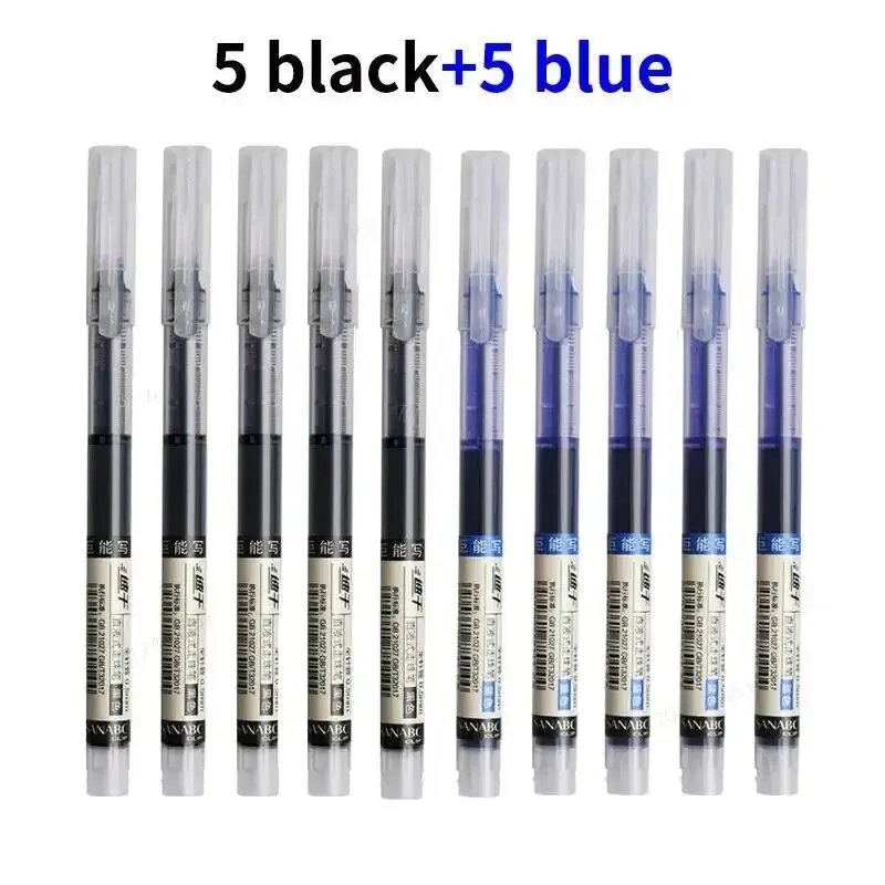 Гелевые ручки набор из 10 штук черный синий красный Темно-синий, 5 Black 5 Blue