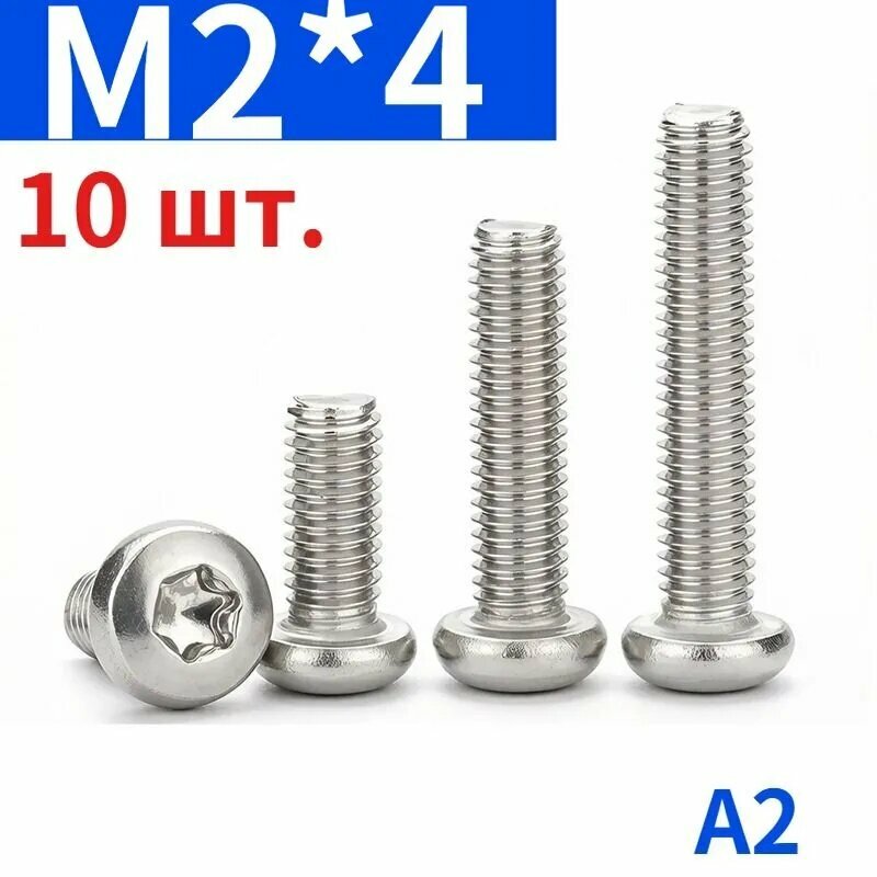 Винт M2 x 2 x 4 мм, головка: Круглая, 10 шт.