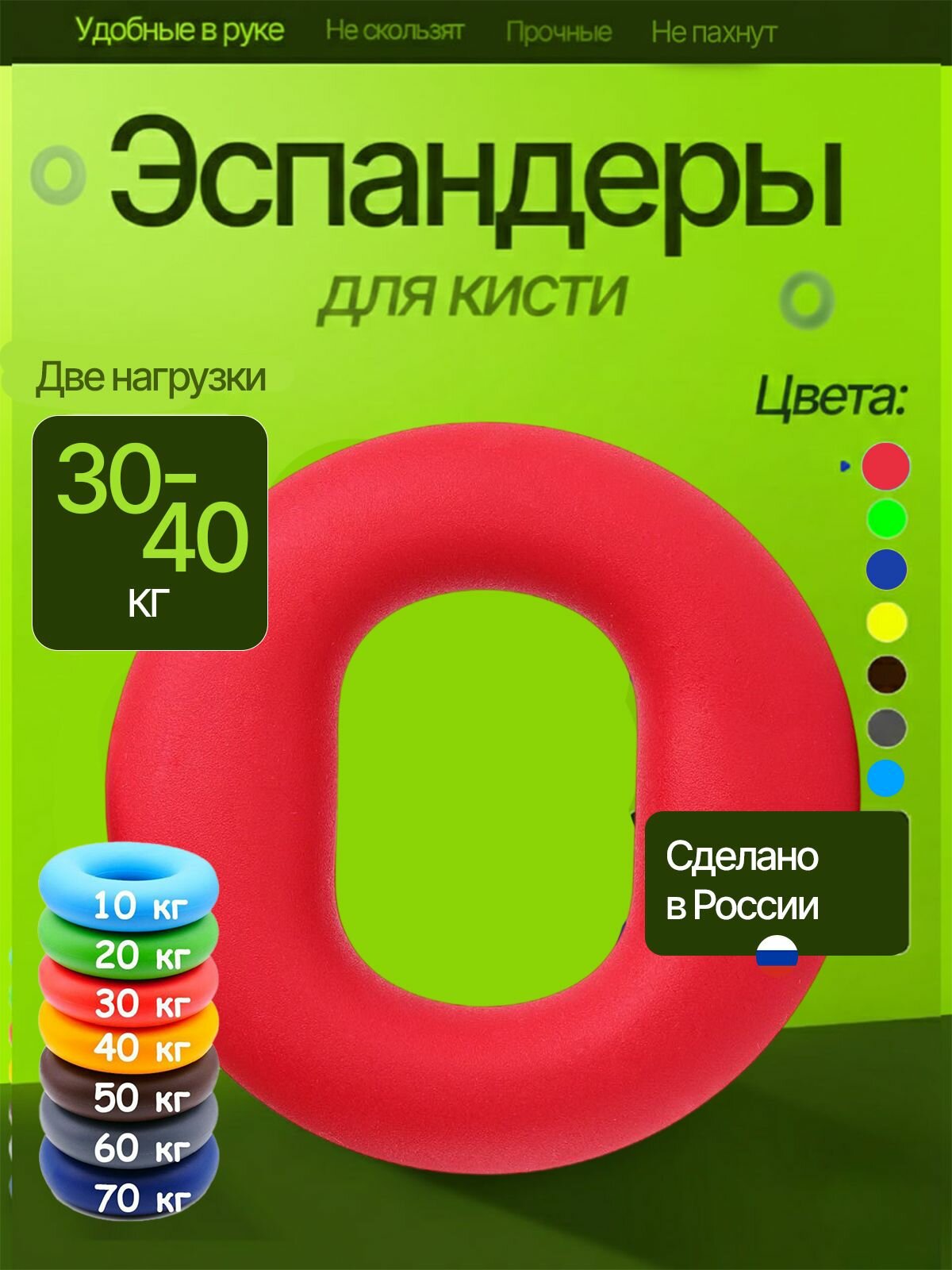 Эспандер кистевой с двумя нагрузками 30-40 кг Красный