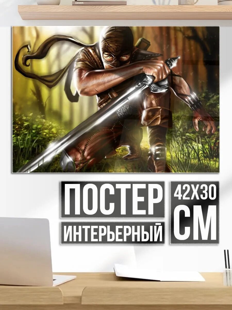 Плакат постер Ниндзя с мечом