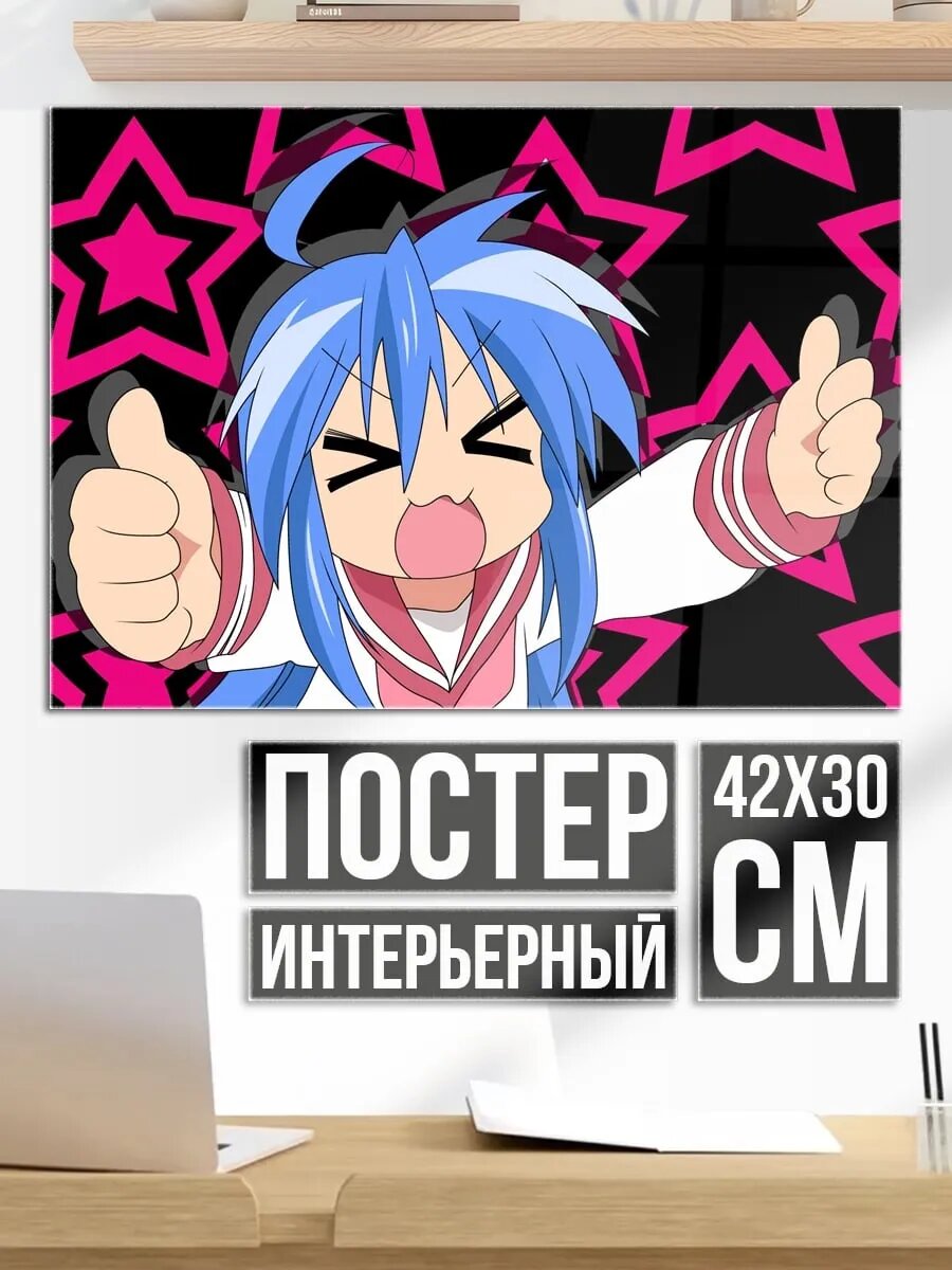 Плакат постер Аниме девушка thumbs up