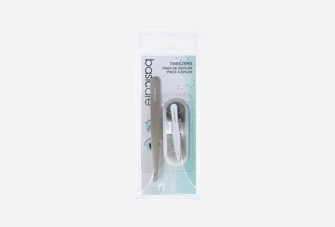 BASICARE TWEEZER BONUSES MINI SIZE WITH POUCH INCLUDED -SLANT TIP Пинцет со скошенными кончиками 1шт