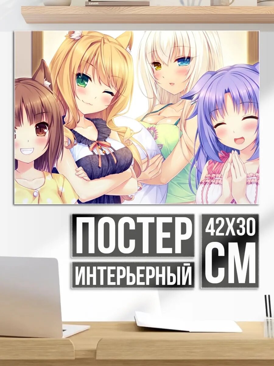 Плакат постер Нэкопарад милые девушки
