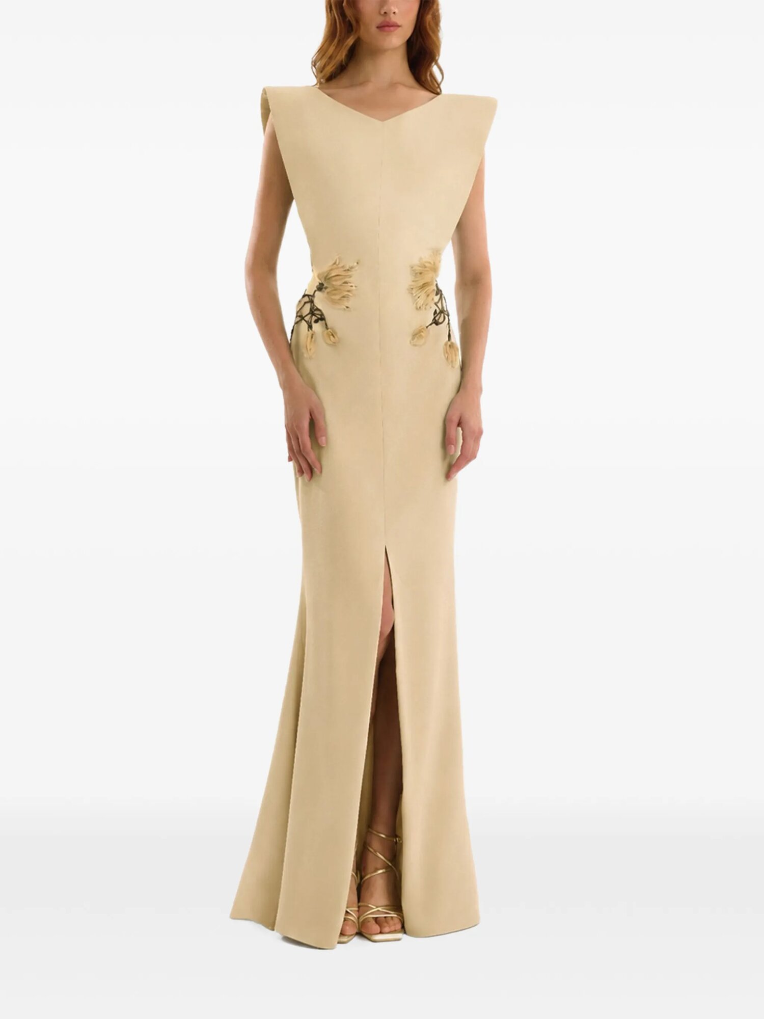 Платье Gemy Maalouf Embroidered structured-neckline dress, размер 8, разноцветный — фото 1