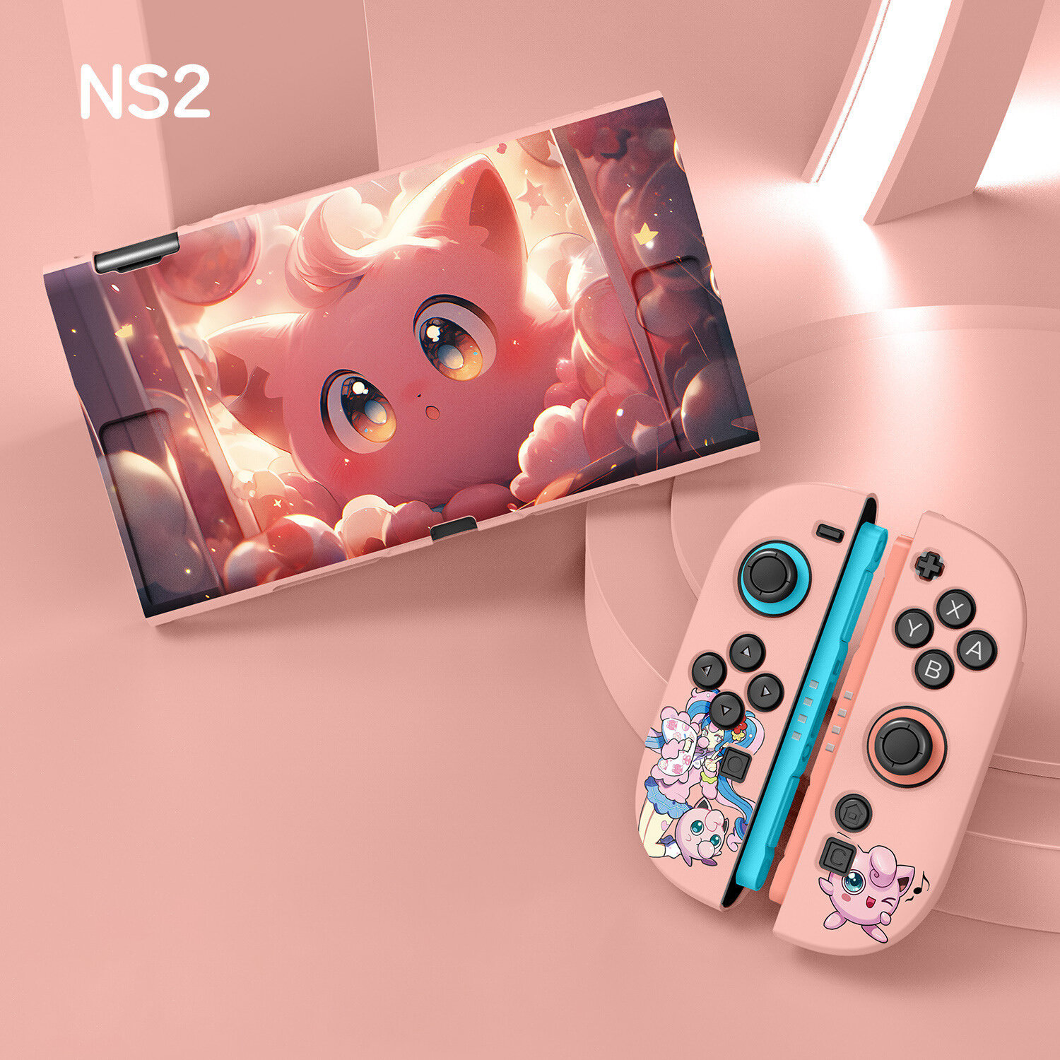 Чехол RL на Nintendo Switch 2, силиконовый, Джигглипуф, Розовый