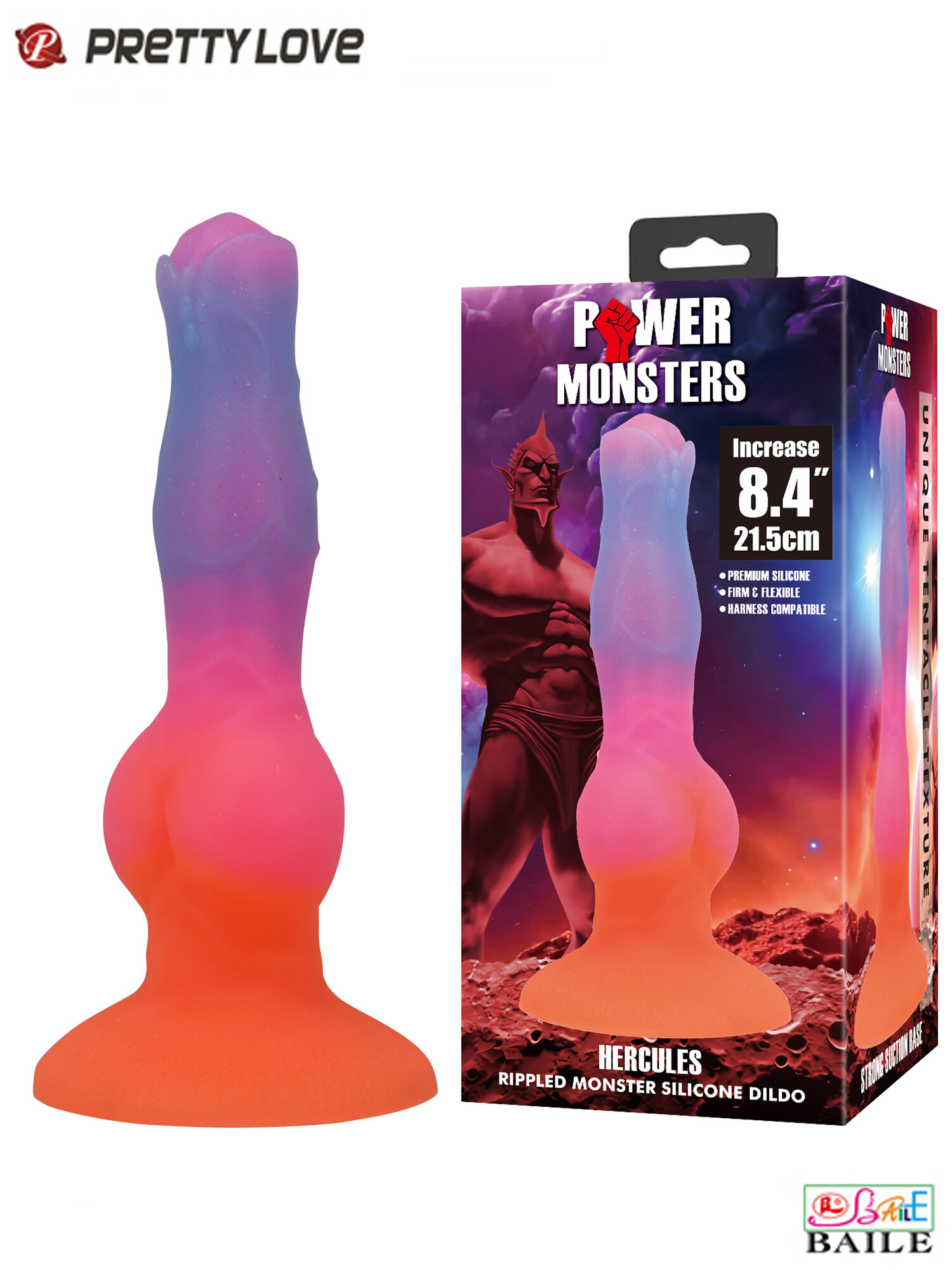Baile Pretty Love Power Monsters Силиконовый фаллоимитатор Hercules (21.5 см х 6.3 см)