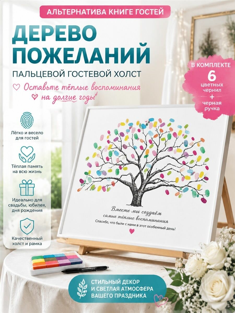 Картина с отпечатками пальцев, знак в живописи, западное свадебное торжество, день рождения, дерево, украшение в виде граффити на пальце