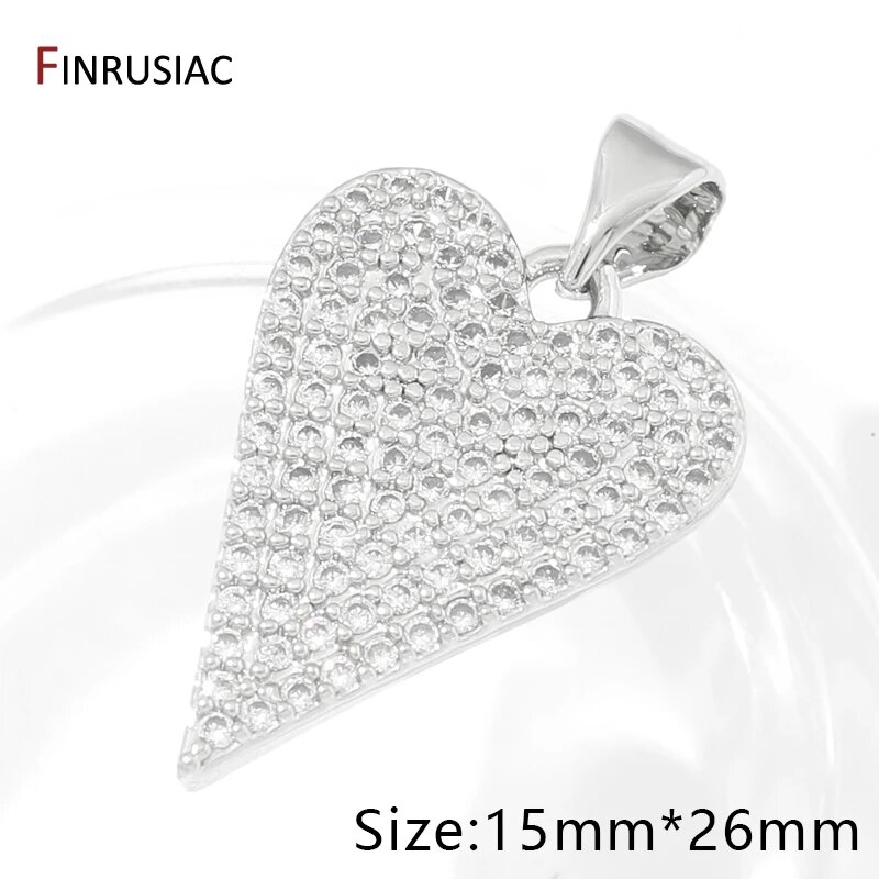 FINRUSIAC Позолоченные подвески из латуни с цирконием сердце/звезда/солнце 2 pieces, Rhodium Plated