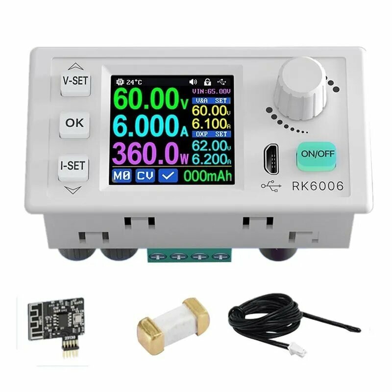 RK6006-BT Блок питания с цифровым управлением, понижающий преобразователь, 60 В, 6 А, 4 цифры, COMM, регулируемый постоянный ток, понижающее напряжение, стенд