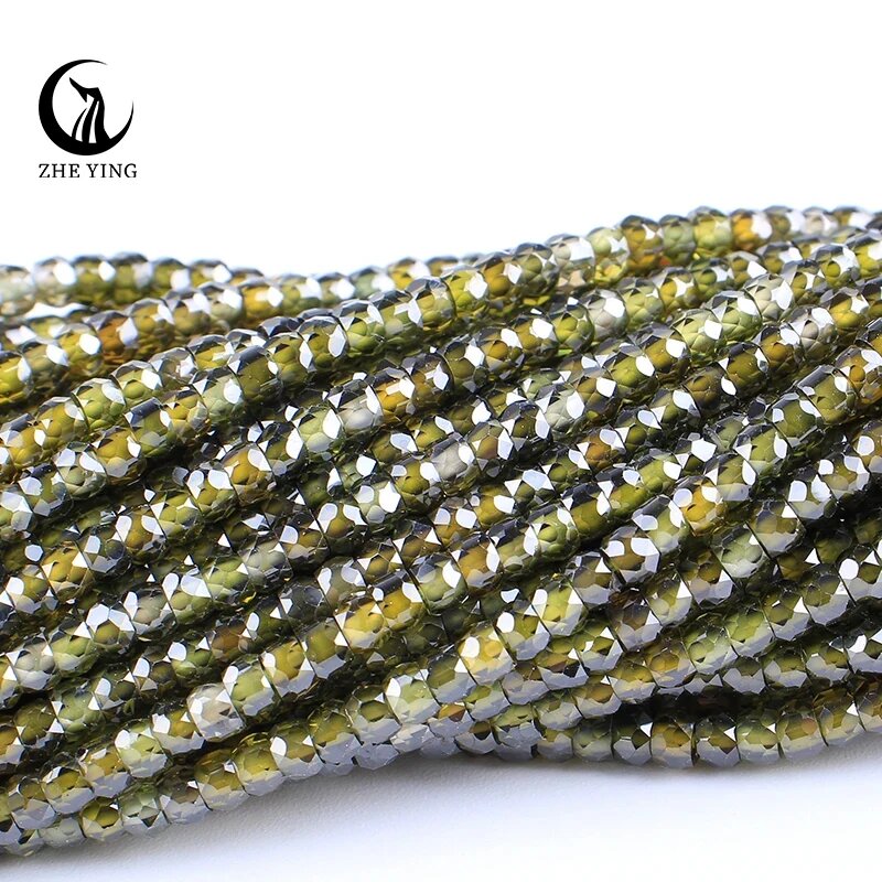 Бусины кубический цирконий бежево-золотые 2x3 мм граненые 15 10 Strand(1700pcs), 12. Dark olive green