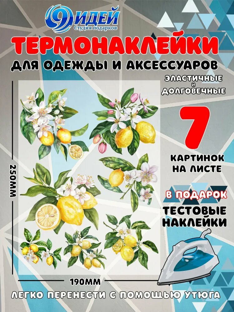 Термонаклейка для одежды и текстиля/ DTF наклейка для одежды/ 19*25 см Акварельный Лимон13
