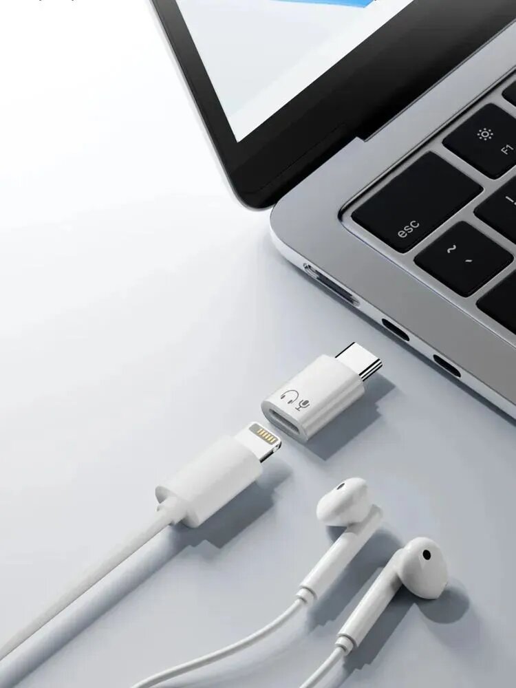 Переходник для наушников iPhone 15 16 Для проводных наушников. Адаптер USB C на Audio Adapter Lightning. Переходник для Type C - Lightning без Bluetooth для айфон.