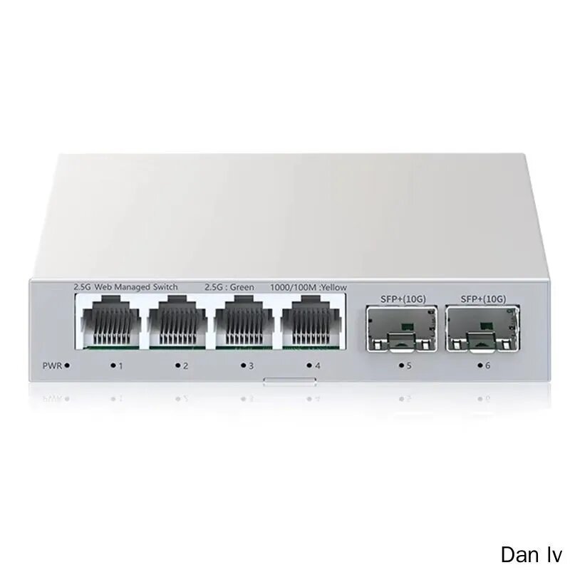 Управляемый коммутатор 2,5 Гбит/с с 4 портами RJ45, управляемый сетевой коммутатор Ethernet с 2 слотами 10G SFP+ для домашней лаборатории, вилка EU-PLUG