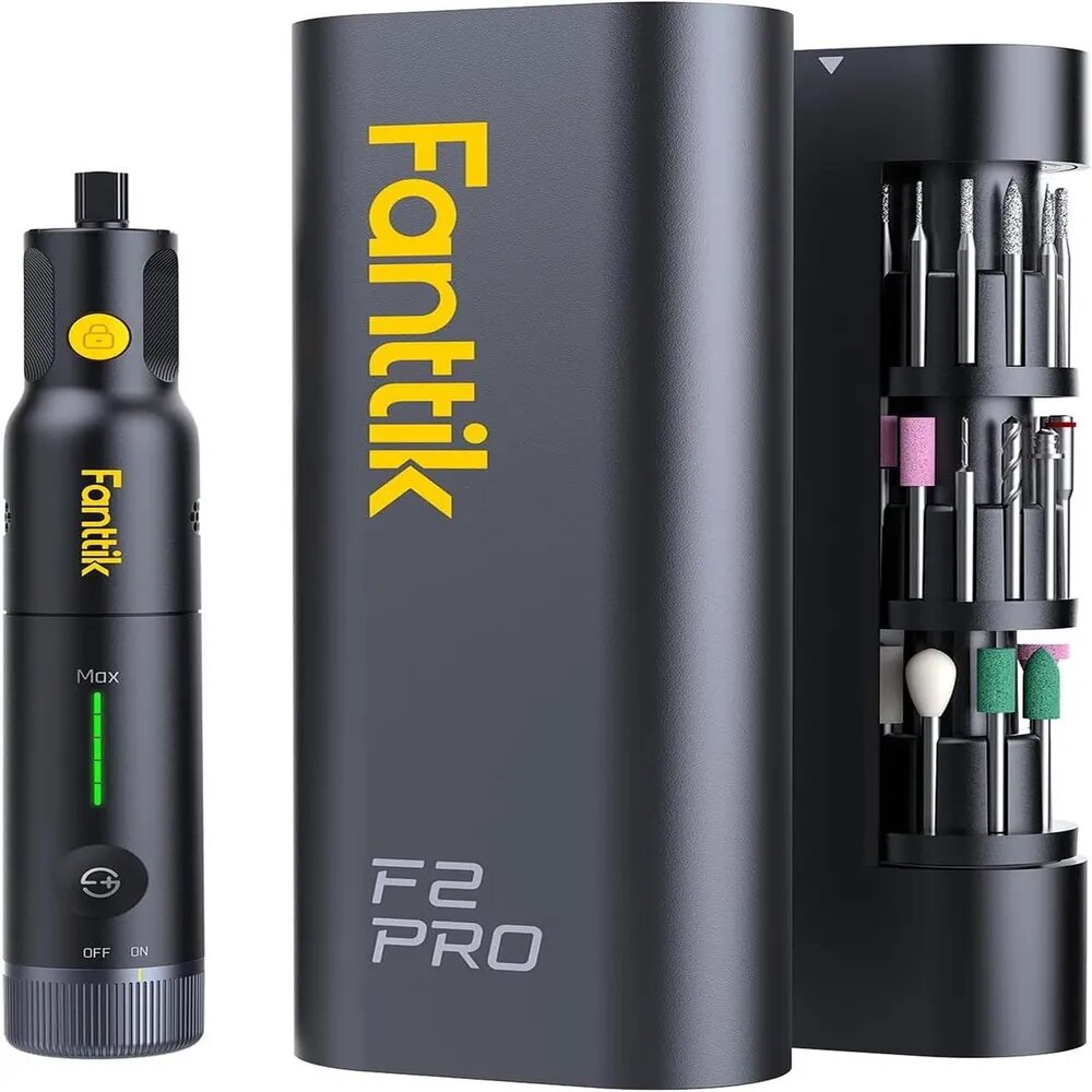 Аккумуляторный роторный инструмент Fanttik F2 PRO, мощный магнитный двигатель, ступица Revostor, 5-скоростная трансмиссия, 25 000 об/мин, 55 принадлежностей.
