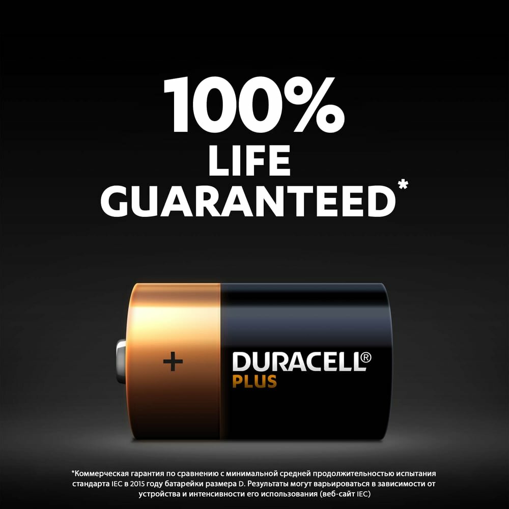 Щелочные батарейки Duracell Plus D 1,5v 2 LR20 MN1300, Б0056039 — фото 1