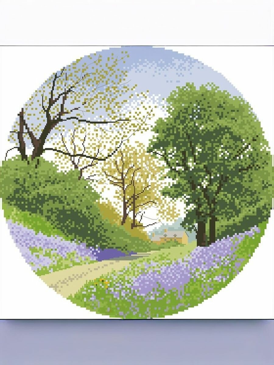 Bышивка крестиком для начинающих Amishop "Блюбелл-лейн", 14CT Aida, 25 x 25 см, 140 x 140 стежка, 29 цветов, 100% хлопок