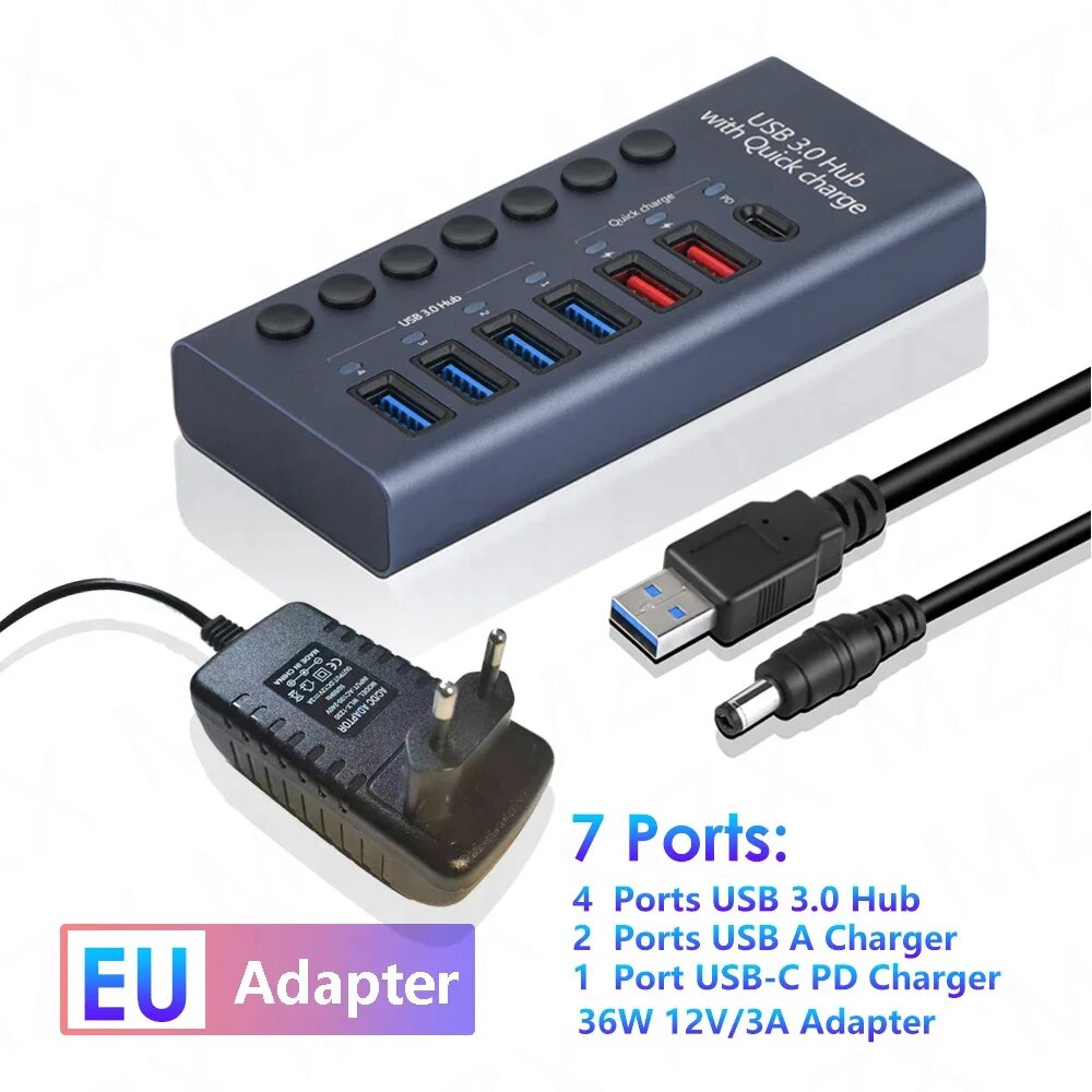 USB хаб Lyubomir Kafadarov 10 портов 7 HUB Charger EU