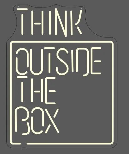 Неоновая светодиодная вывеска на стену "Think Outside the Box", 450 мм