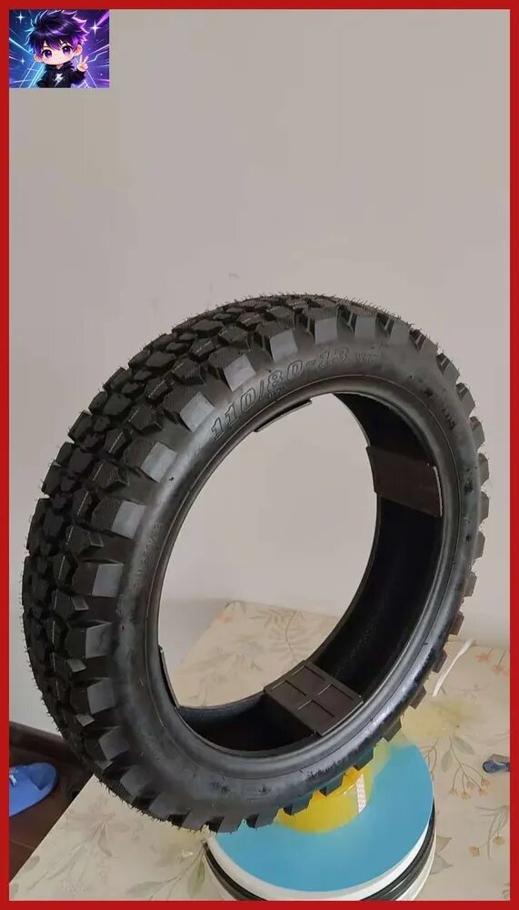 NAY Мотошины 110/80 R13, Шина для мотоциклов, бескамерная, всесезонная, внедорожный протектор — фото 1