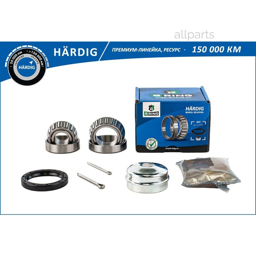 BRING HBK1009 подшипник ступицы АUDI 100 (82-), A6 (94-) (задн. Компл.) 29X50.3X14.2/19X45.2X15.5 (HBK1009) B-RING HARDIG