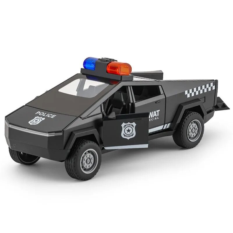 Машинка инерционная Tesla Cybertruck чёрный полицейский 14 см