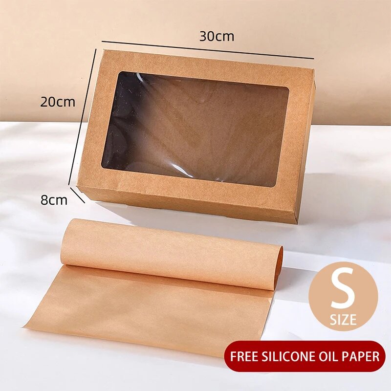 Одноразовые коробки для пикника из крафт-бумаги S, 4pcs