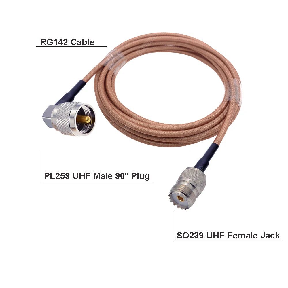 BEVOTOP RG142 коаксиальный кабель PL259 UHF - SO239 UHF 10 см 6M, UHF F to UHF M90