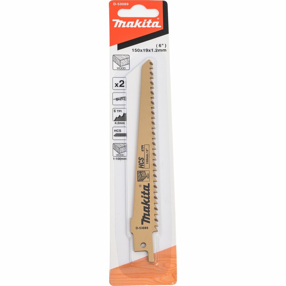 Сабельная пилка для дерева 150x1.2 мм, 6TPI, 2 шт Makita D-53089