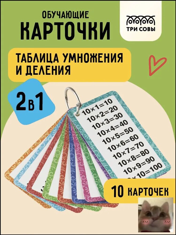 Таблица умножения и деления карточки Шпаргалка для школы-скидк