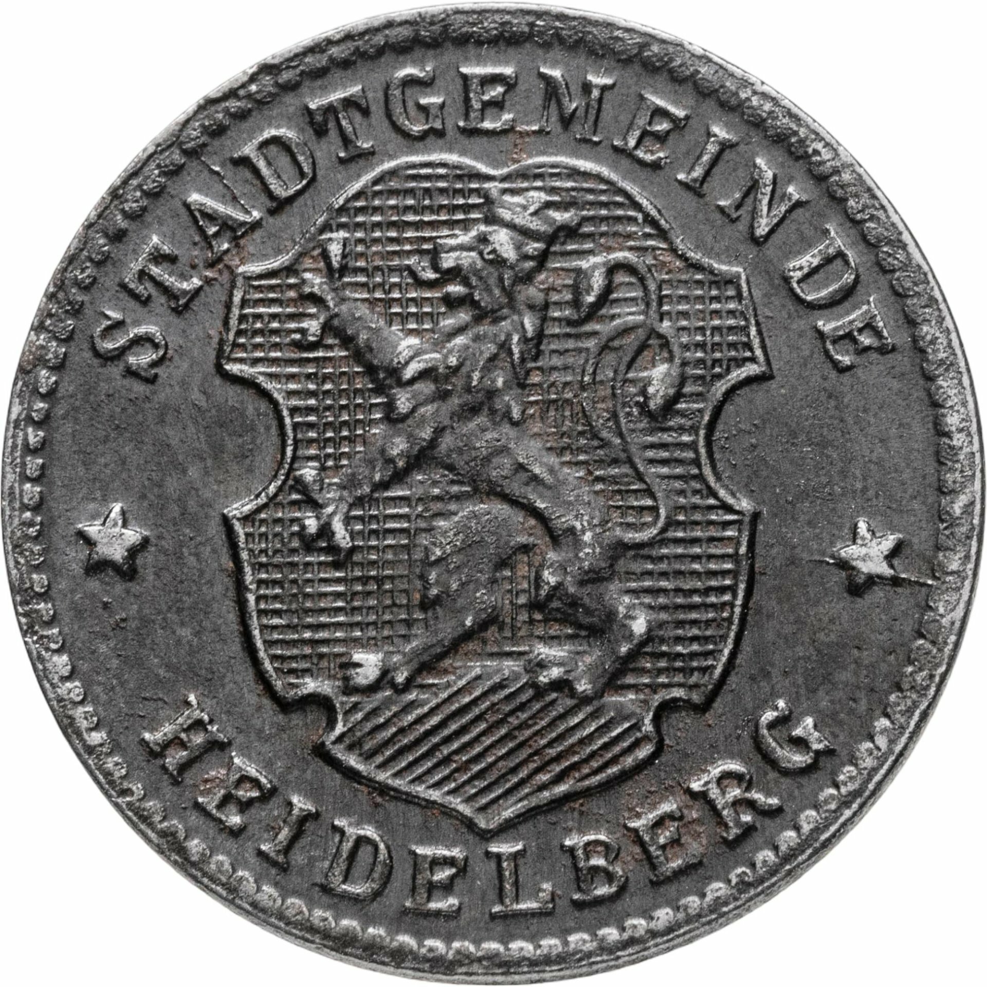 Германия "Гейдельберг" 10 пфеннигов 1918 нотгельд, Цинк, в сохранности XF