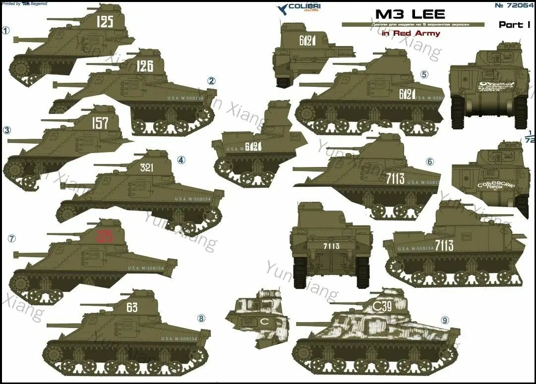 Декаль 1/72 M3 Lee in Red Army Part I (Colibri Decals)