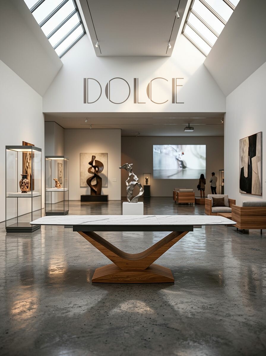 Стол c керамикой SIGNAL DOLCE CERAMIC Statuario Venato 180-240/95 эффект белого мрамора/дуб