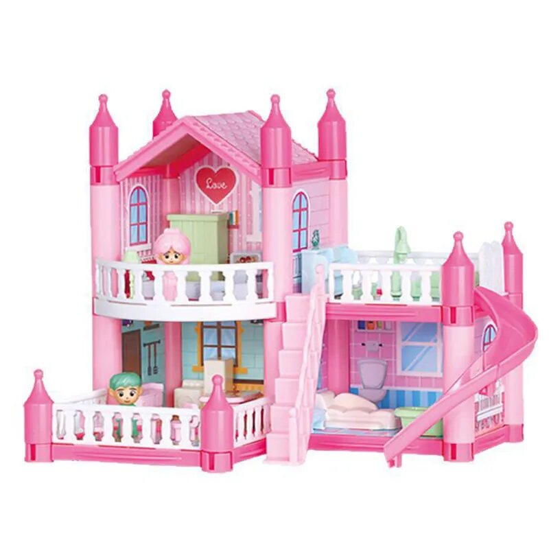 1/12 Кукольный Замок Вилла DIY Assembly House Принцесса Розовый набор игрушек