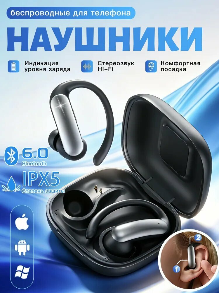 Наушники беспроводные для телефона для iPhone и Android, Наушники беспроводные спортивные с 4 микрофоном M145, подходит для занятий спортом, работы, бега, подарок