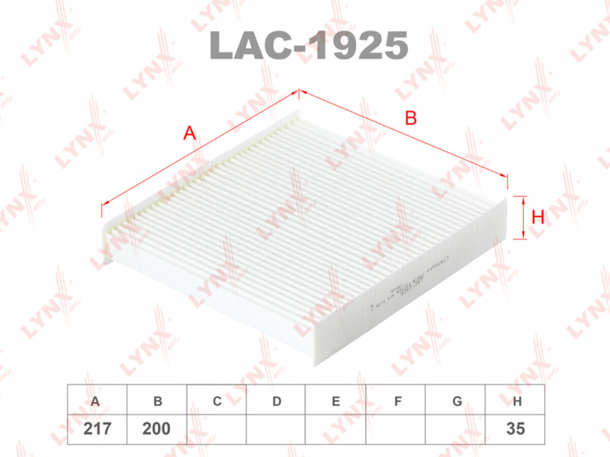 Lac-1925 Фильтр Салонный Lynxauto (LYNX LAC-1925)
