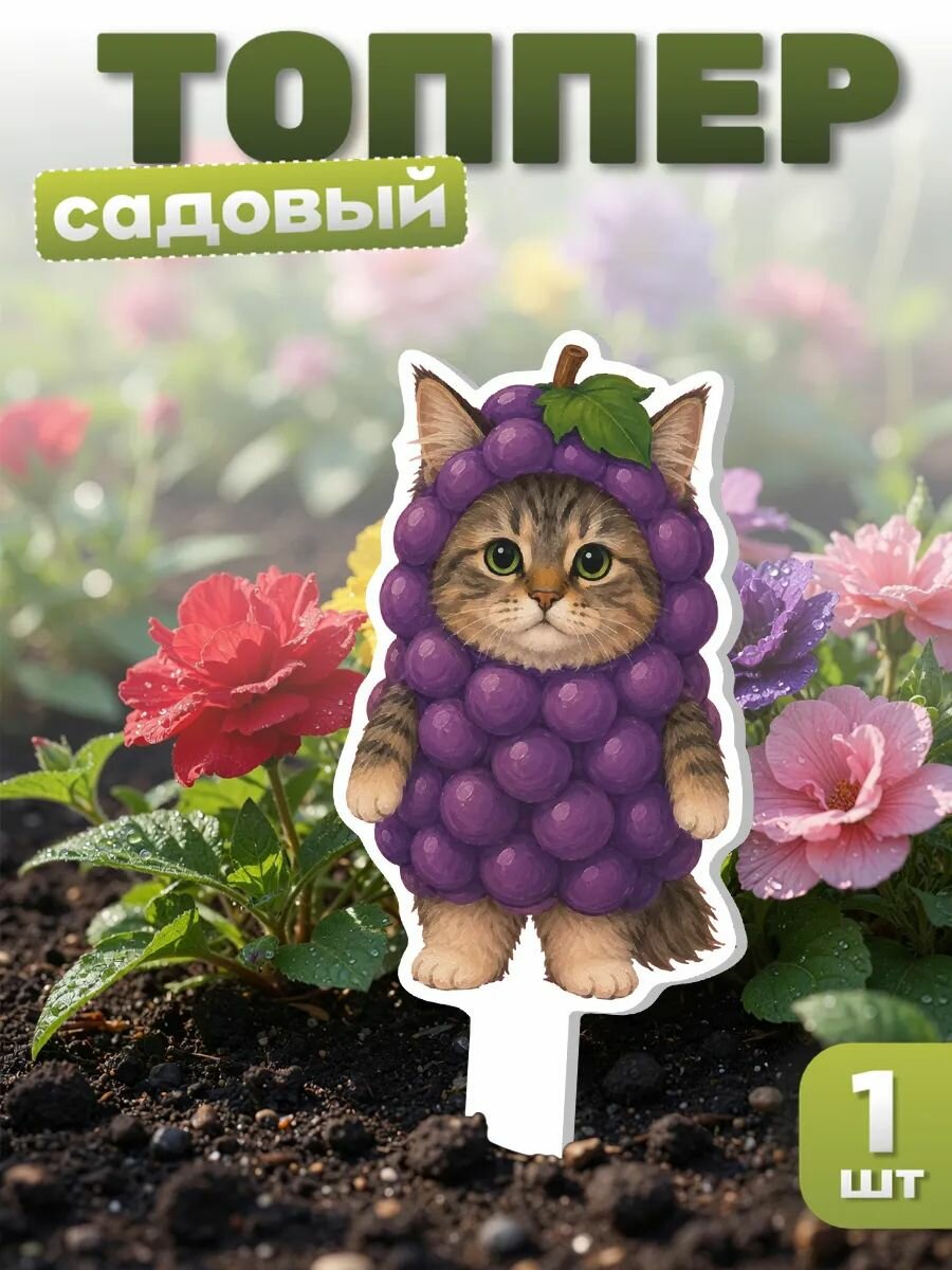 Садовые фигурки для дачи Кот в костюме винограда