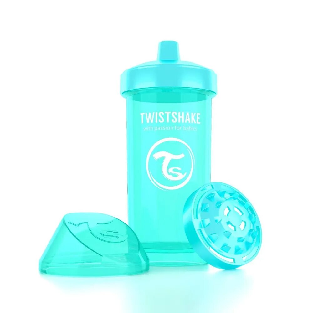 Поильник детский непроливайка с твёрдым носиком Twistshake Kid Cup, 360 мл, от 12 мес. Пастельный серый