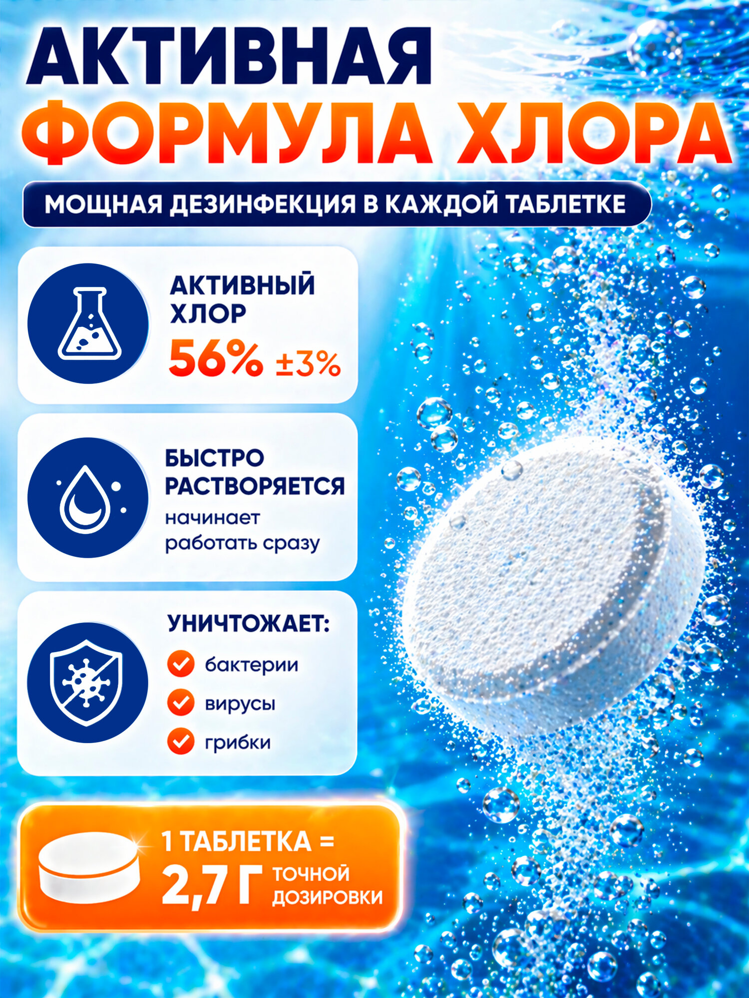 Быстрый хлор в таблетках для бассейна — фото 1