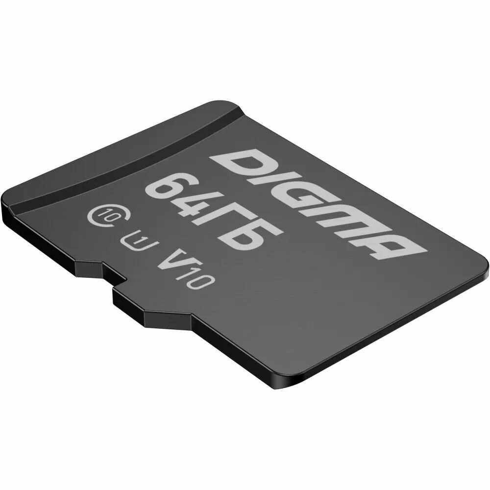 Карта памяти microSDXC 64GB Digma CARD10 V10 + adapter (DGFCA064A01)