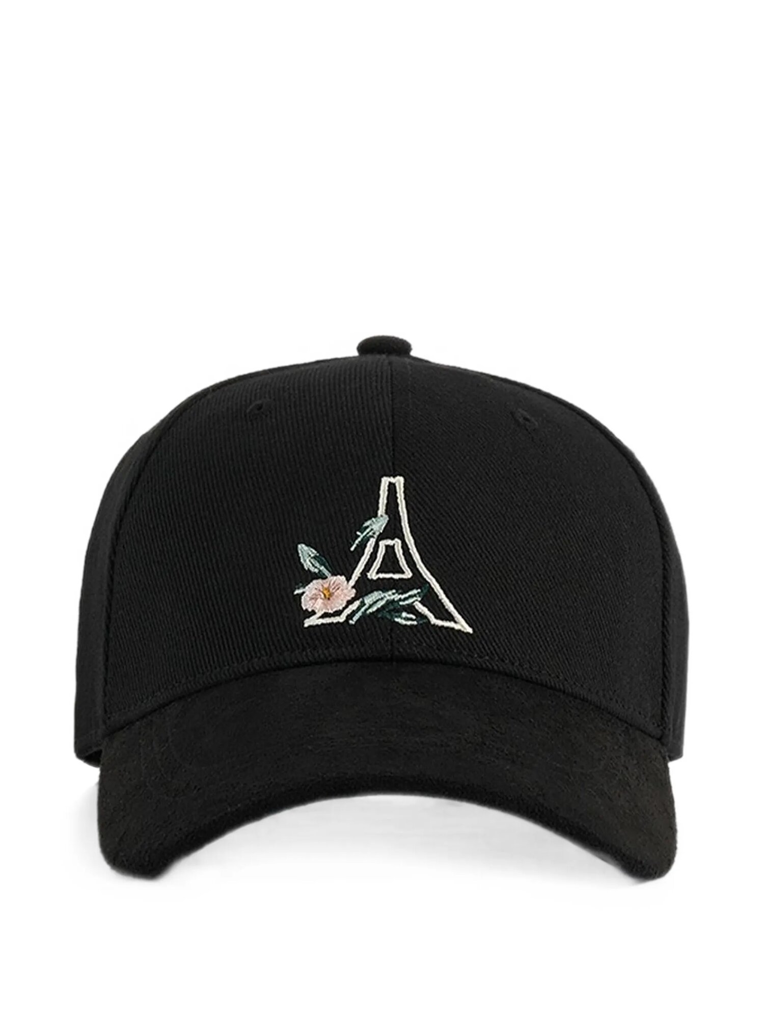 Шапка MANIERE DE VOIR Floral-Eiffel suede-contrast cap - black для девочек, размер OneSize, black/black — фото 1