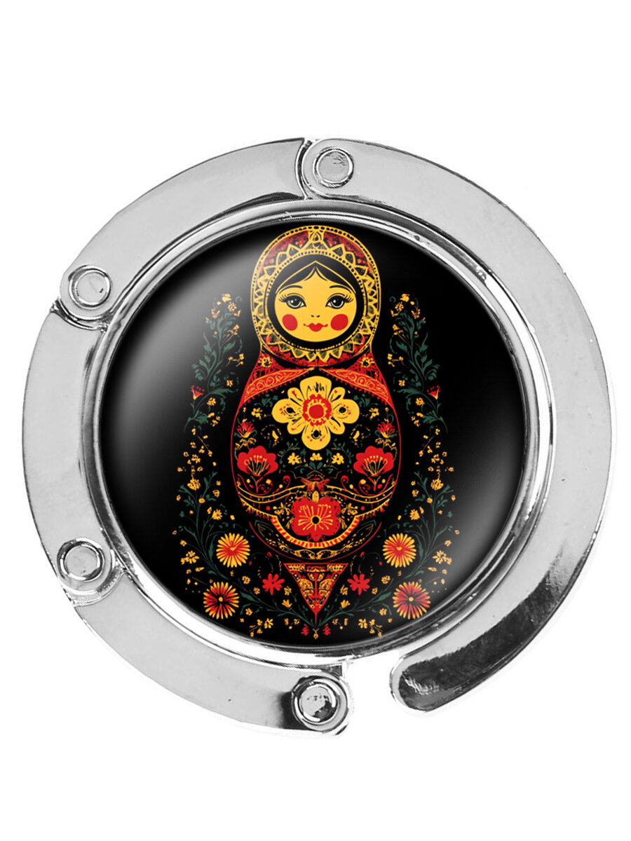 Крючок TINA BOLOTINA "матрешка", для сумки, настольный, серебристый металлик