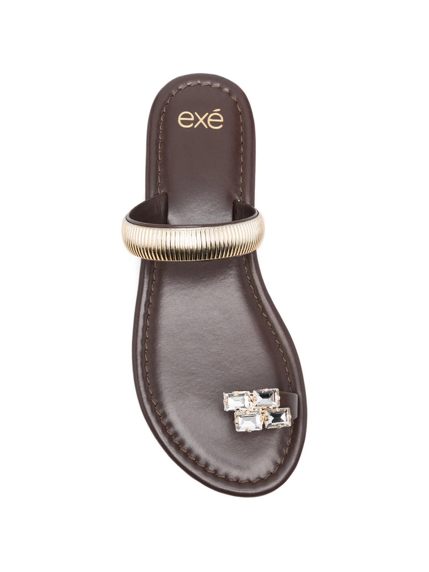 Босоножки Exe Crystal-embellished toe-ring sandals, размер 36, gold — фото 1