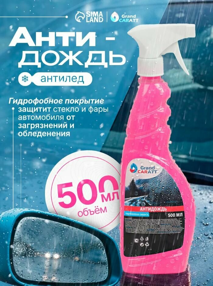 Антидождь для автомобиля, Grand Caratt, 500 мл спрей для стекол автомобиля / Антидождь для стекол