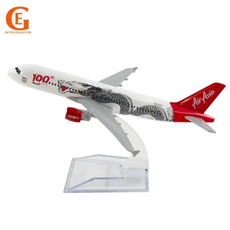 Металлическая Модель Самолета Аэробус 320, Эйр Азия A320, Белый дракон