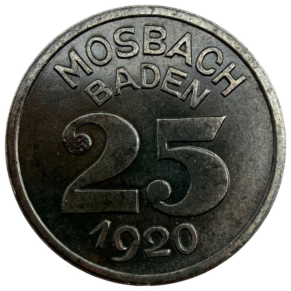 Германия, Веймарская республика, Мосбах 25 пфеннигов 1920 г.